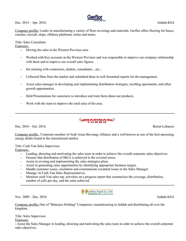 Faysal Saleh%27s CV | DOC | Sales | Business