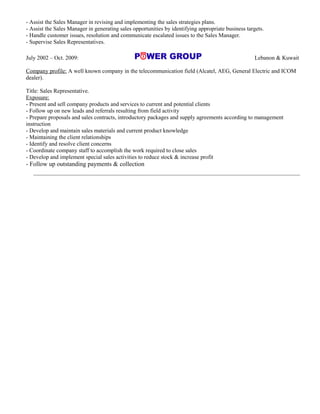 Faysal Saleh%27s CV | DOC | Sales | Business