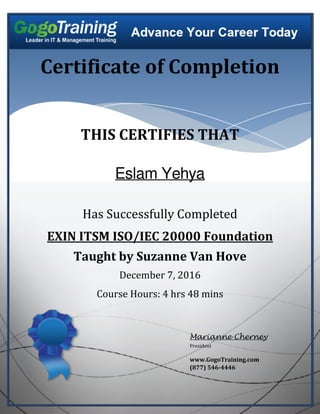 ITSM ISO IEC 20000 Foundation Training | PDF
