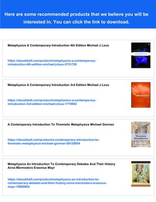 Metaphysics A Contemporary Introduction Michael J Loux | PDF