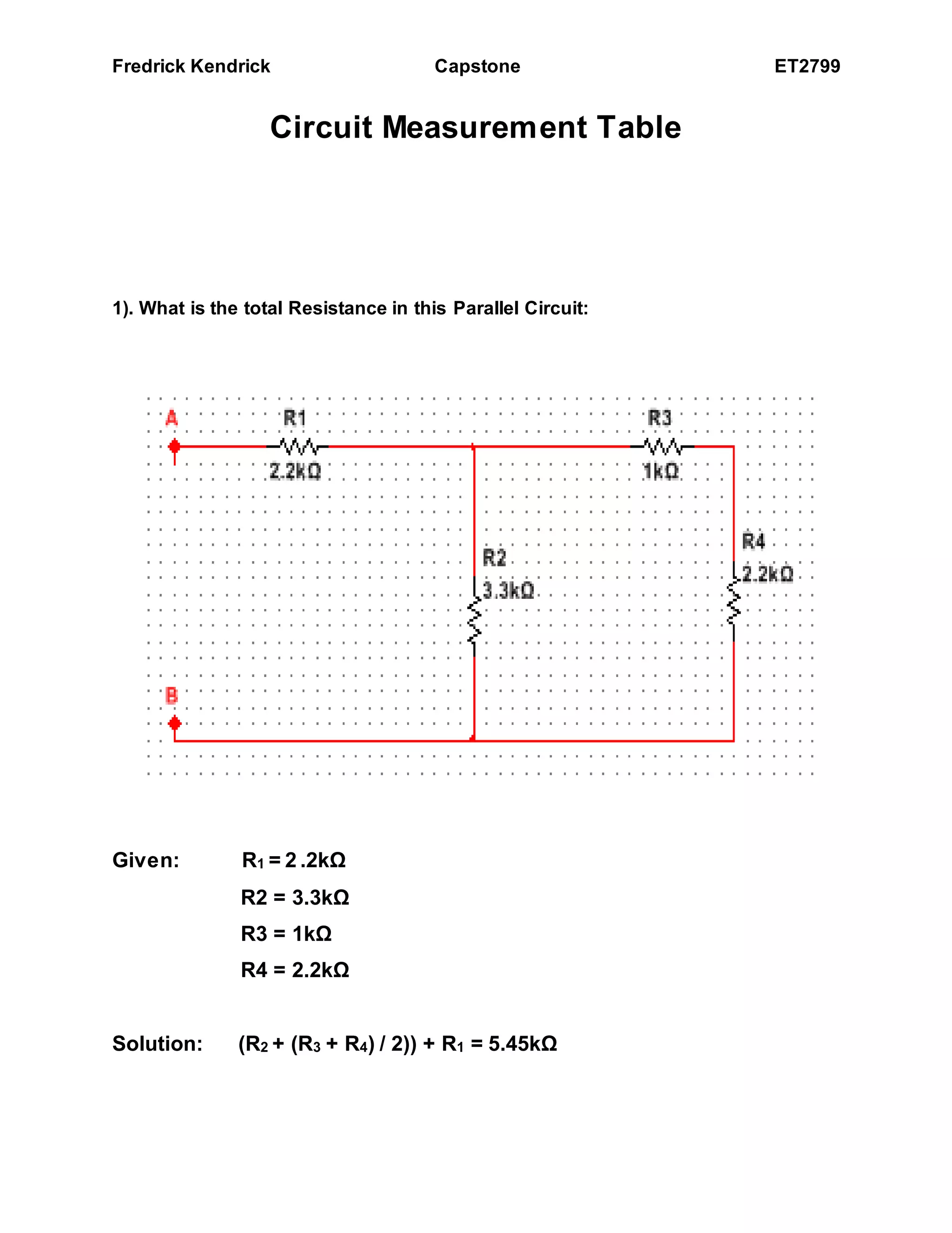 Circuit Measurement Table | DOCX