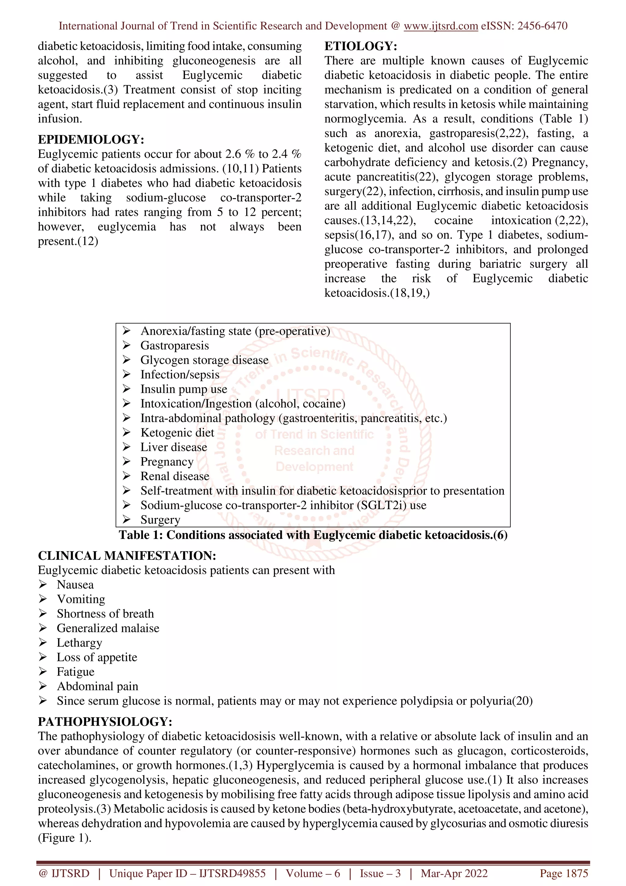 A Review on Euglycemic Diabetic Ketoacidosis | PDF
