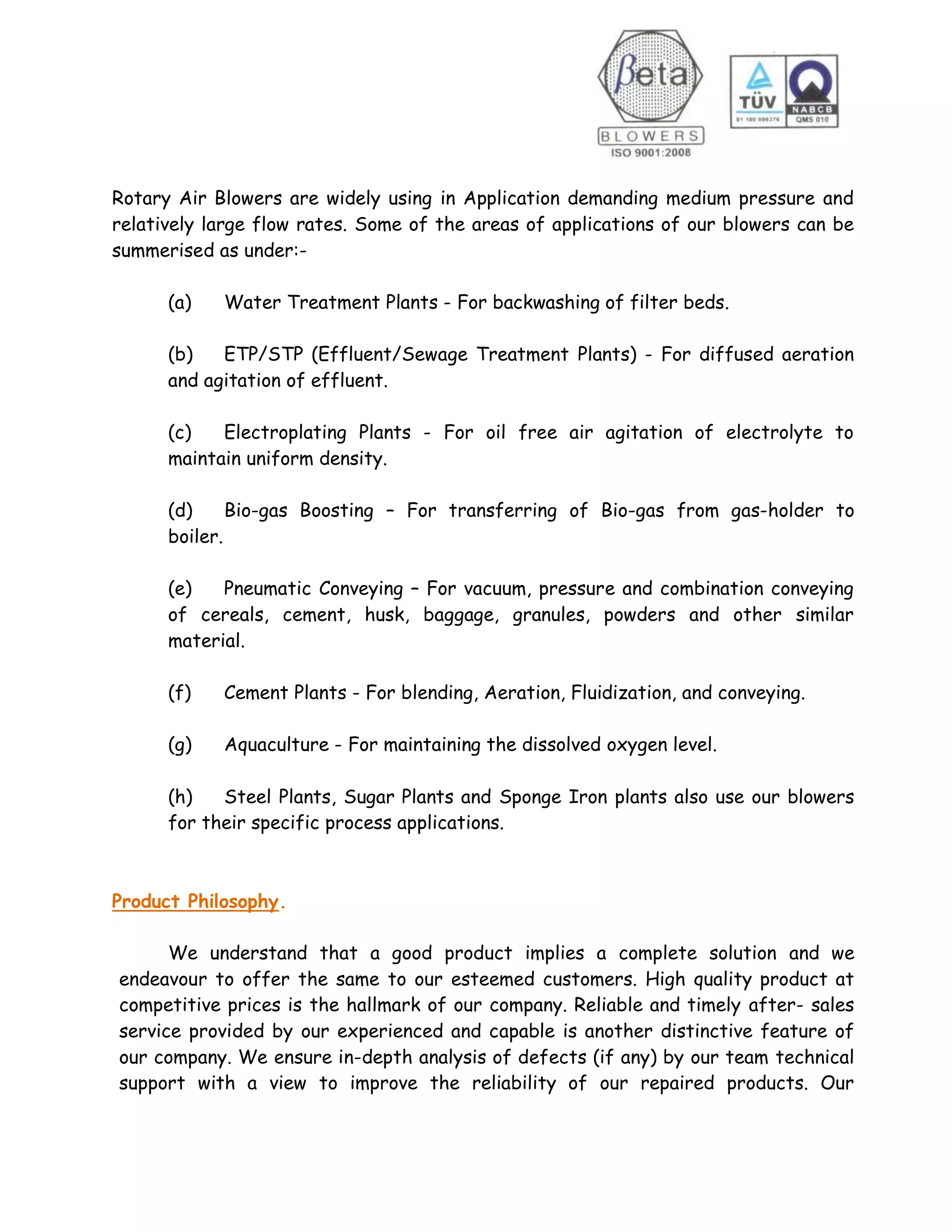 Beta Blowers Company Profile | PDF
