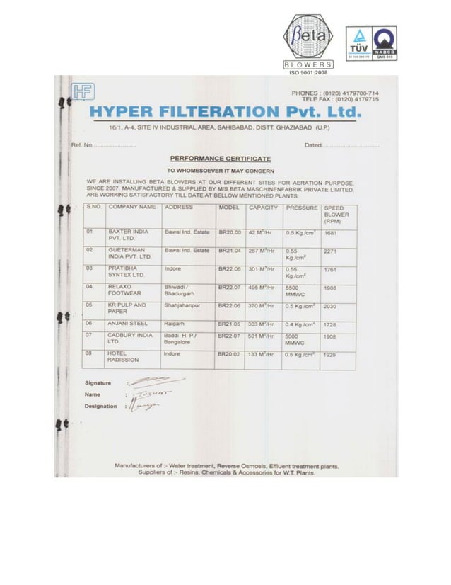 Beta Blowers Company Profile | PDF