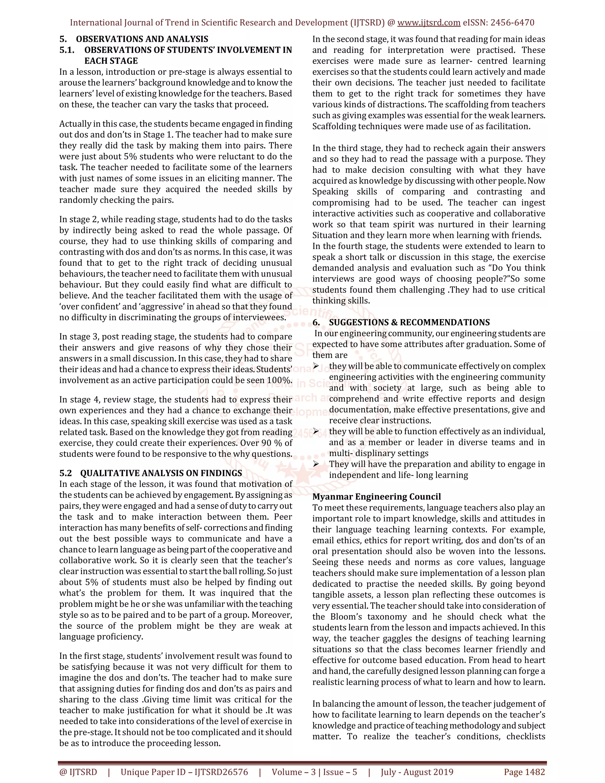 Enhancing an Effective EFL Classroom through Lesson Planning | PDF