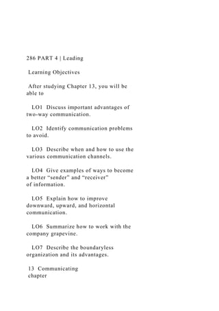 286 PART 4 Leading Learning Objectives After studyi.docx