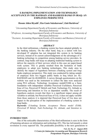 E-BANKING IMPLEMENTATION AND TECHNOLOGY ACCEPTANCE IN THE RAFIDAIN AND ...