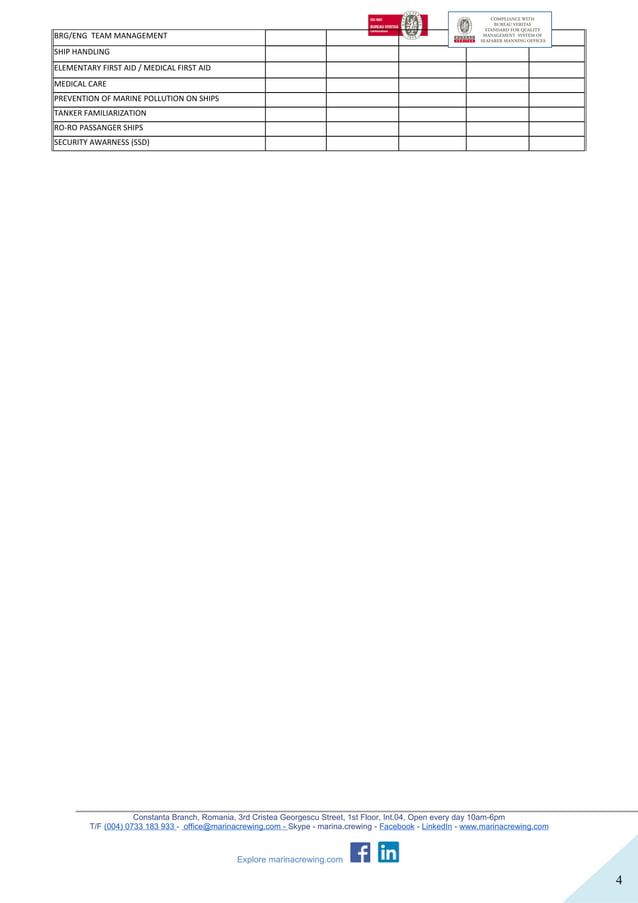 APPLICATION FORM MARINA CREWING AGENCY | DOC