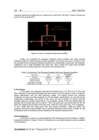 A Novel Configuration of a Microstrip Microwave Wideband Power Amplifier for Wireless ...