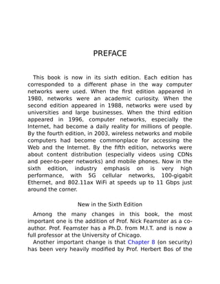 Computer Networks 6e Andrew S Tanenbaum Nick Feamster David Wetherall | PDF