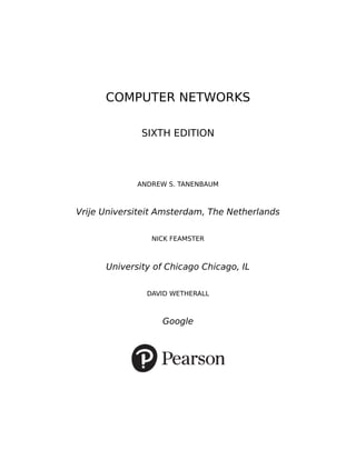Computer Networks 6e Andrew S Tanenbaum Nick Feamster David Wetherall | PDF