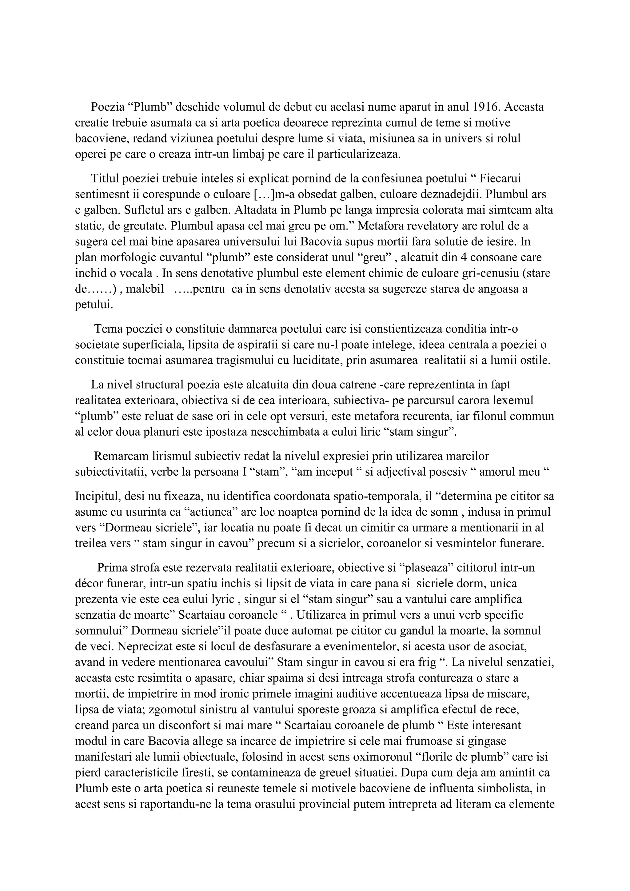 -Interpretare-poezia-Plumb | DOC