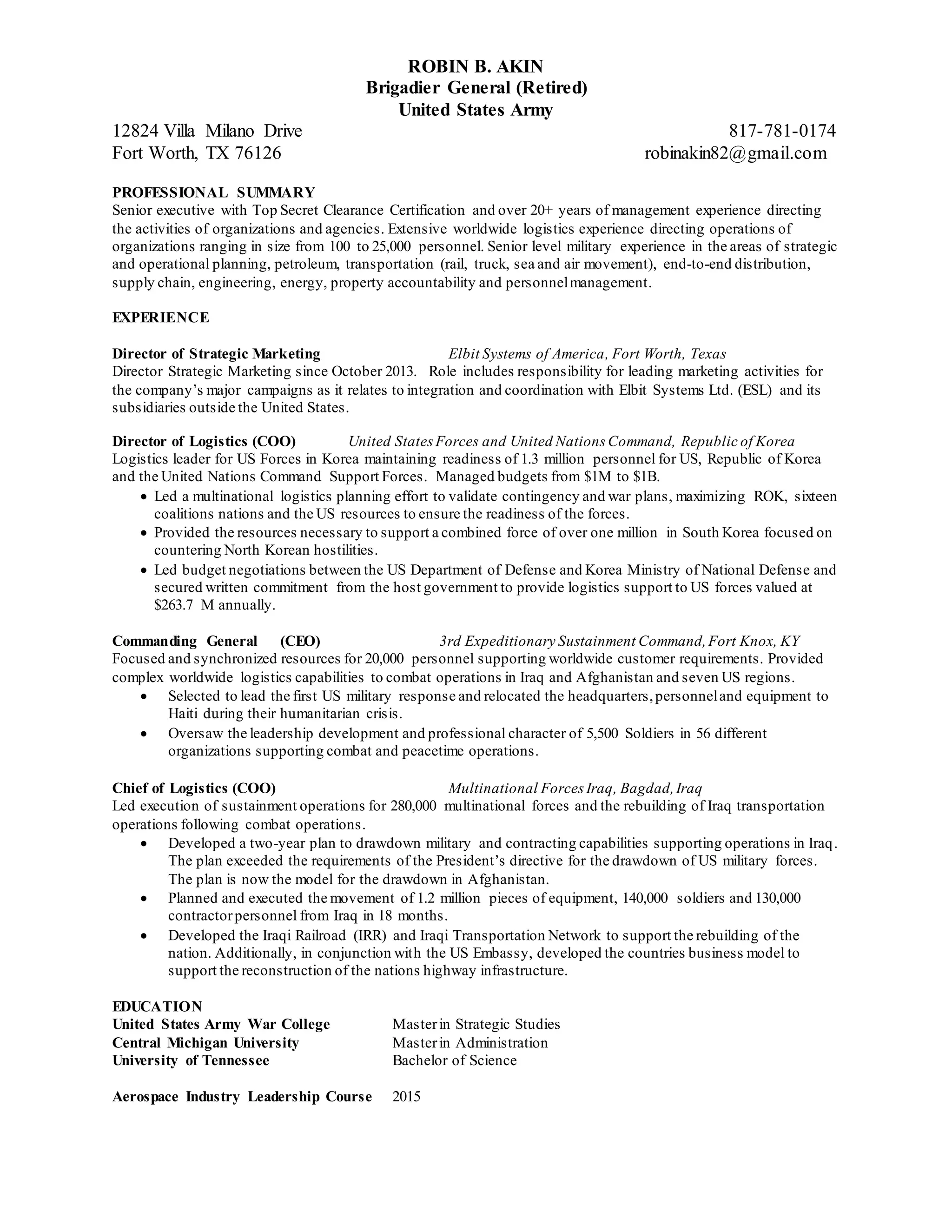 Robin B. Akin's Resume July 2015 | PDF