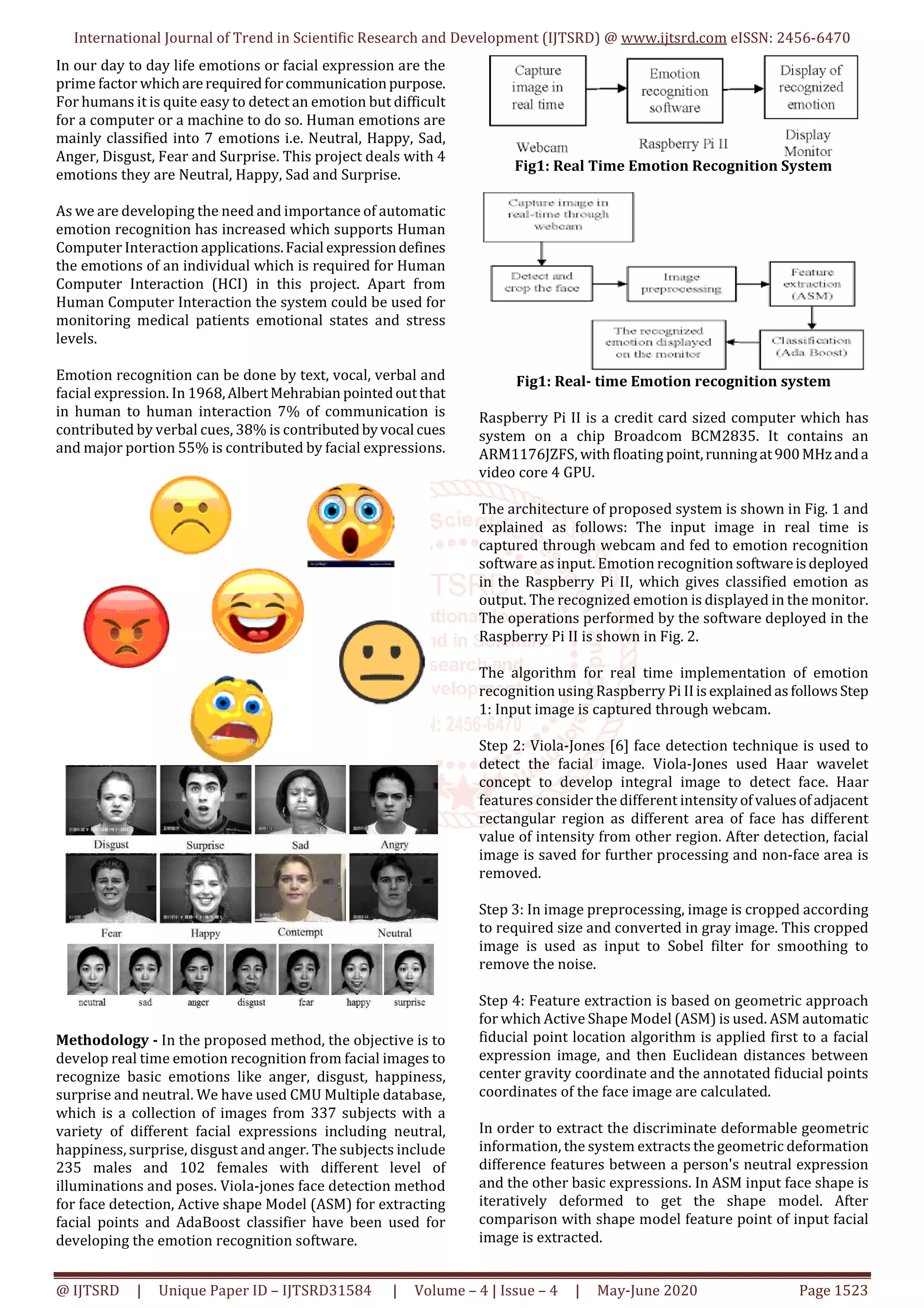 Real Time Facial Expression Recognition And Imitation Pdf Computing