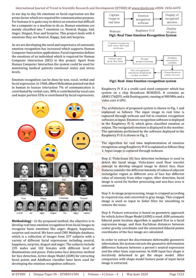Real Time Facial Expression Recognition And Imitation Pdf Computing