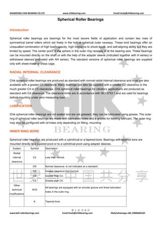 Spherical Roller Bearings parameters 2016,10 | PDF
