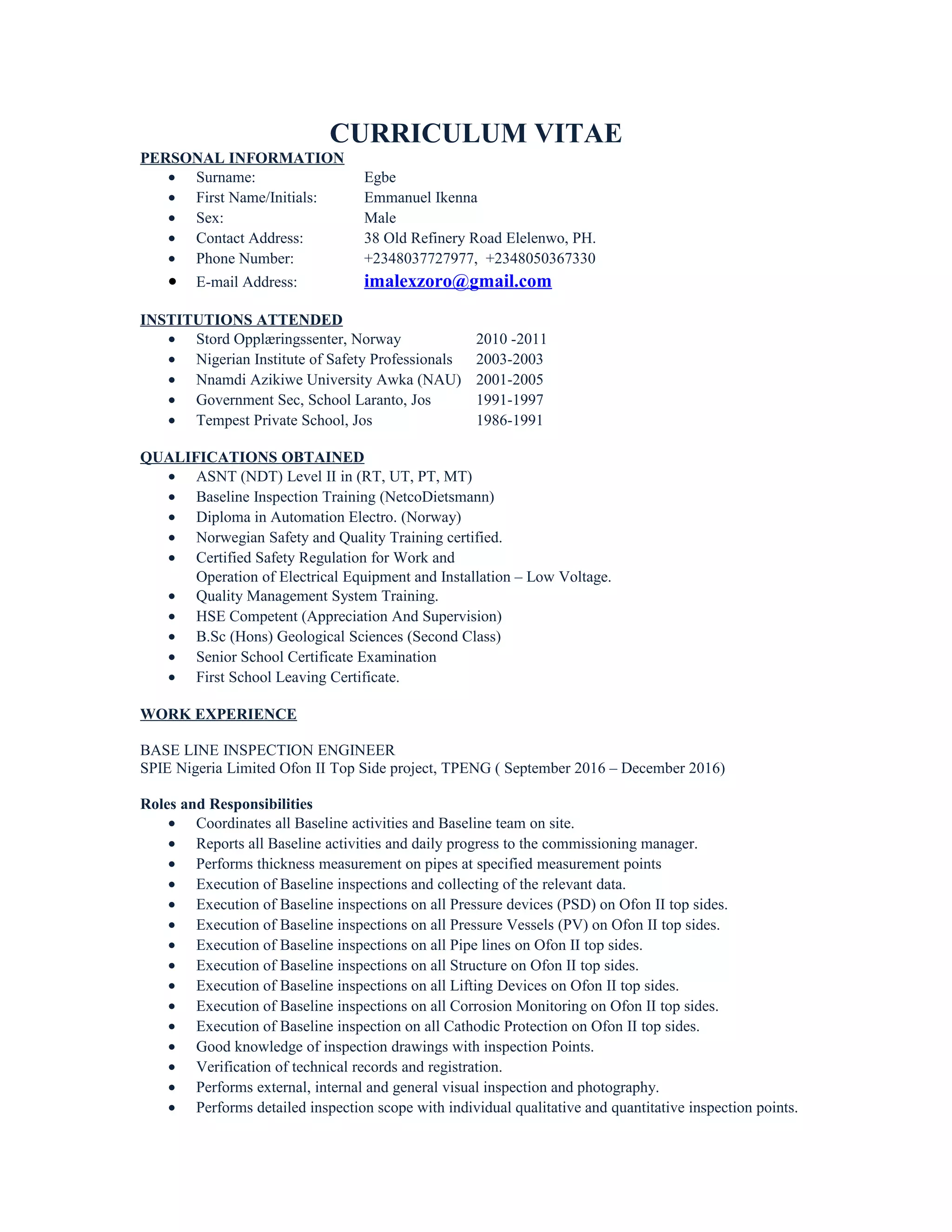 Emmanuels BL CV | PDF