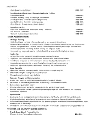 schrader academic resume (december 2014) | PDF | Professional School | Postgraduate Education