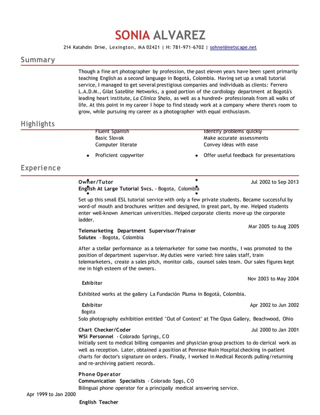 Sonia Alvarez Resume Updated | PDF