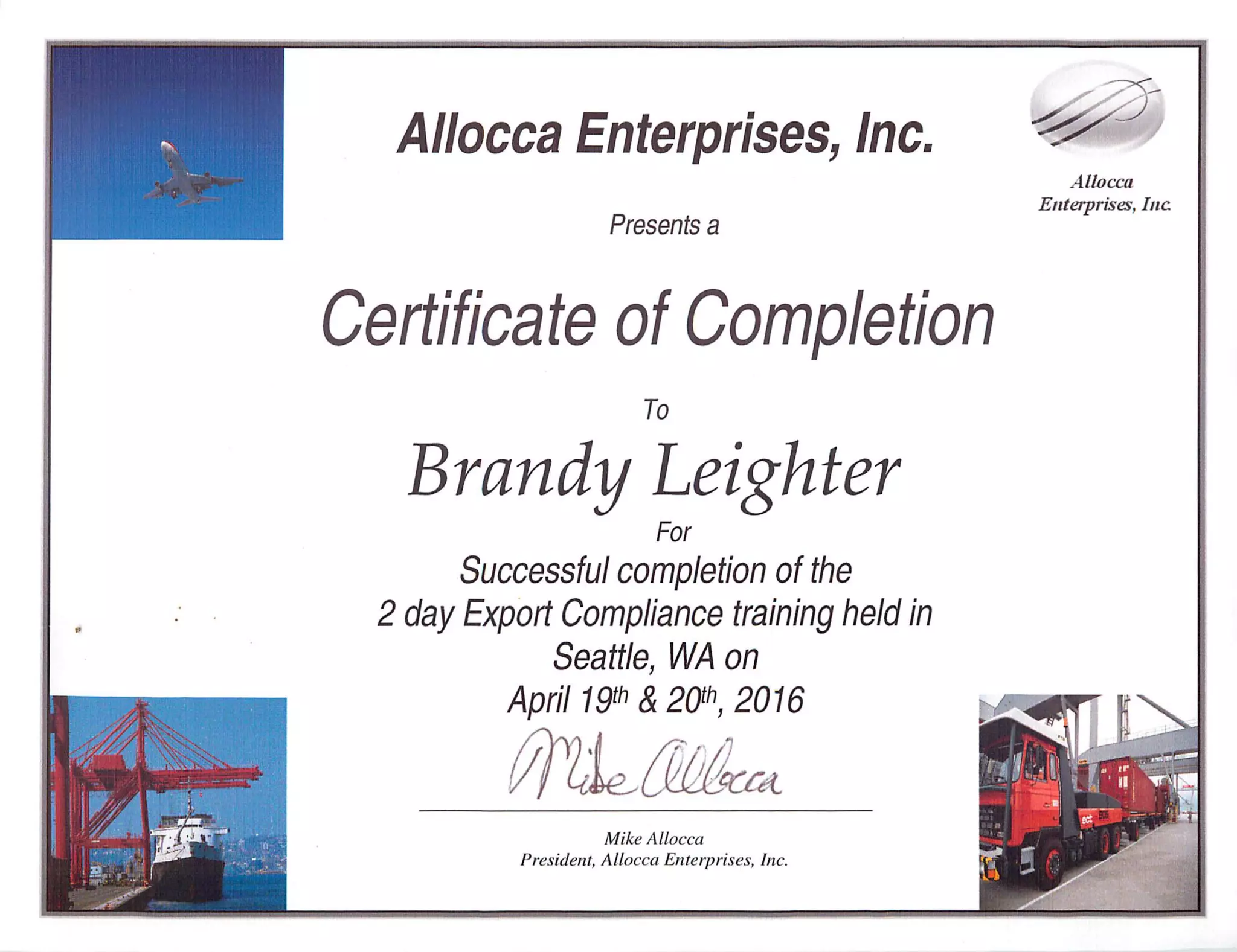 Export Compliance Training Certificate of Completion | PPT