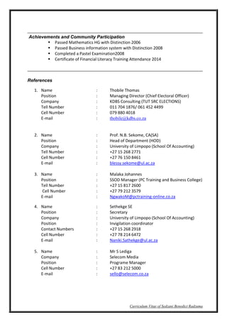 CV-Radzuma S.B Original | PDF | Business | Business and Finance