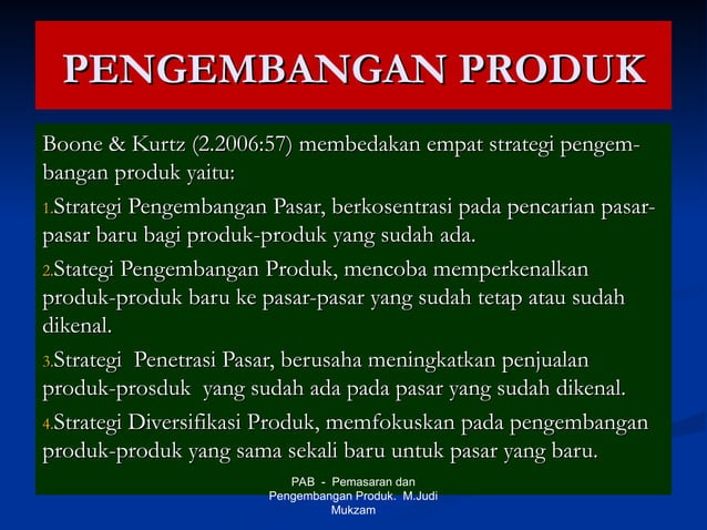 DEFINIS PEMASARAN DAN PENGEMBANGAN PRODUK | PPT