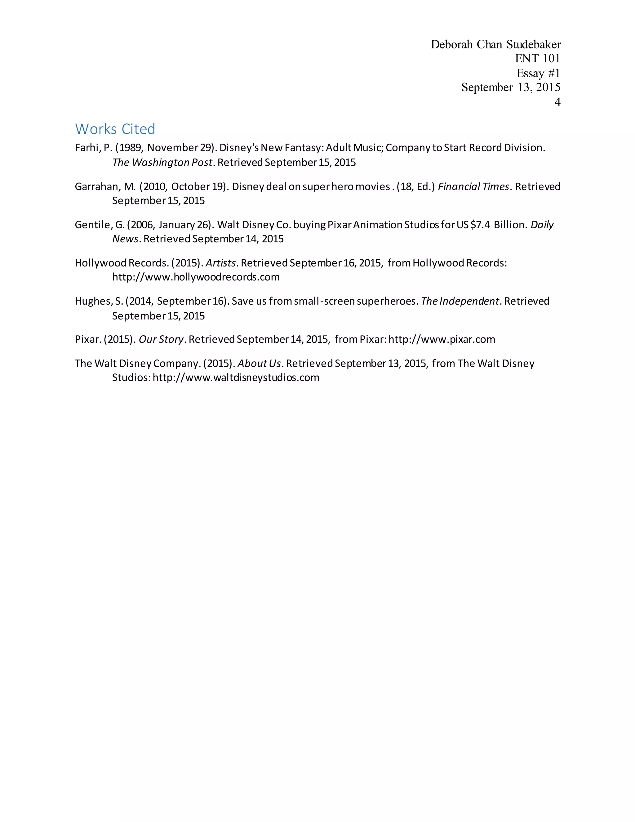 Essay 1 Disney | PDF