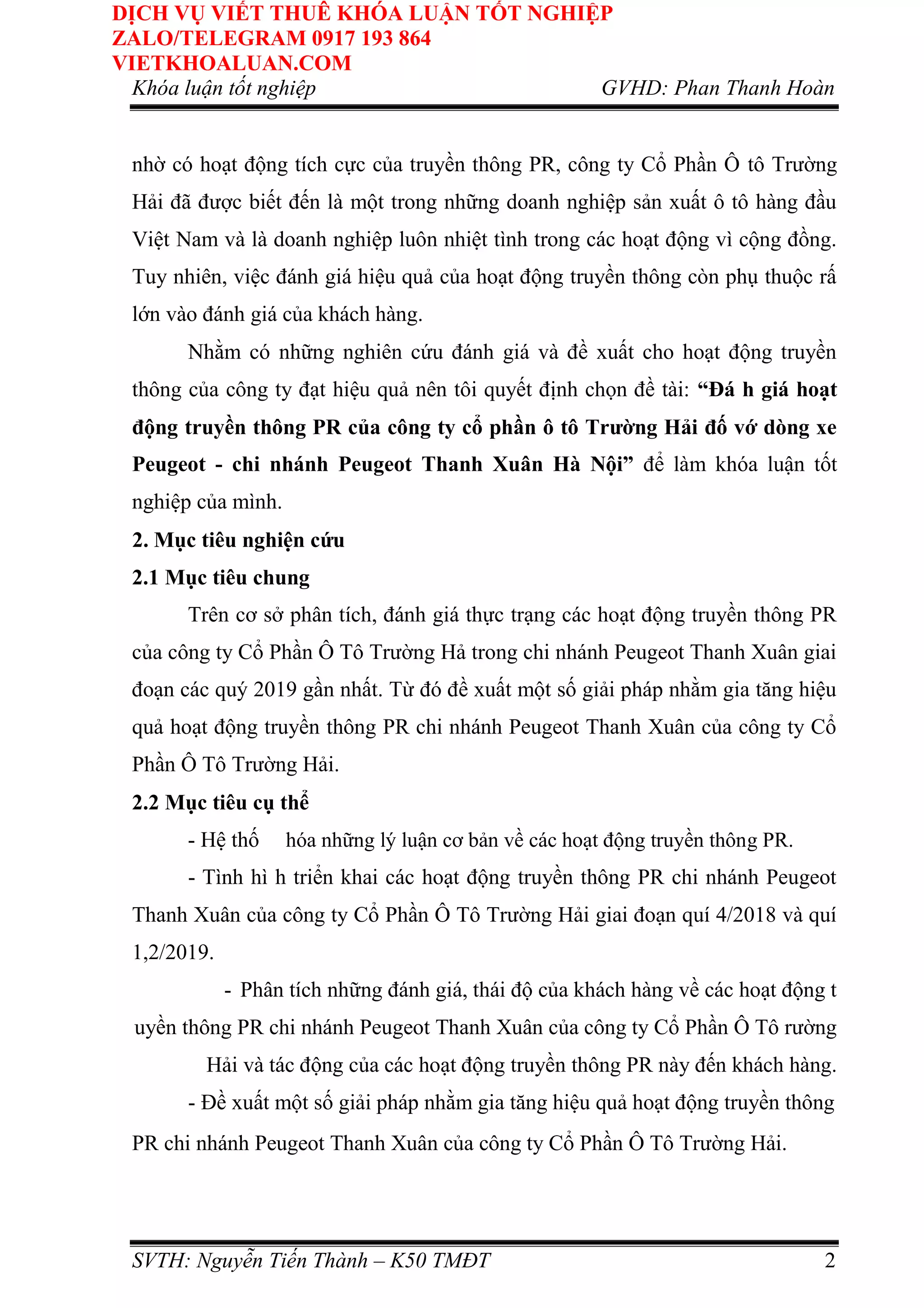 BÀI MẪU khóa luận truyền thông thương hiệu, HAY, 9 ĐIỂM | DOC