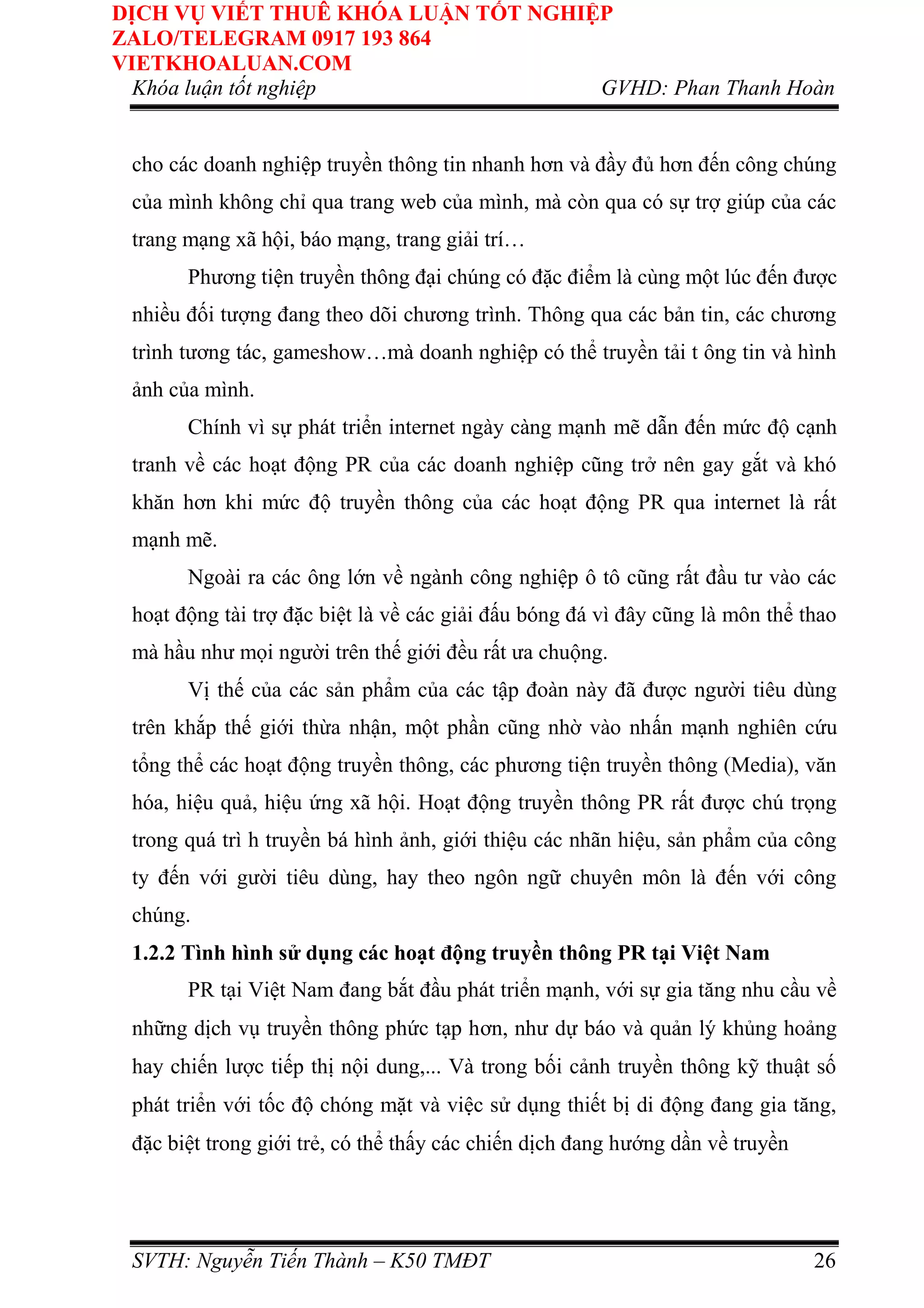 BÀI MẪU khóa luận truyền thông thương hiệu, HAY, 9 ĐIỂM | DOC