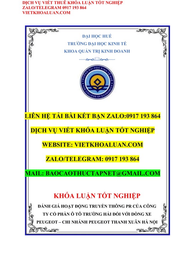 BÀI MẪU khóa luận truyền thông thương hiệu, HAY, 9 ĐIỂM | DOC