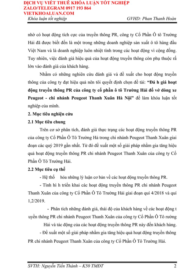 BÀI MẪU khóa luận truyền thông thương hiệu, HAY, 9 ĐIỂM | DOC