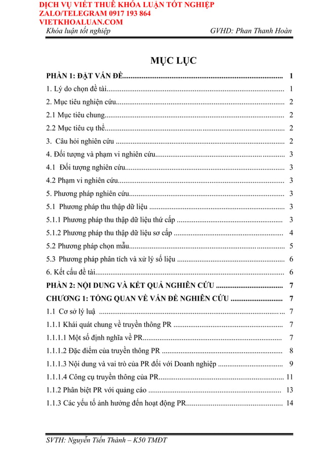 BÀI MẪU khóa luận truyền thông thương hiệu, HAY, 9 ĐIỂM | DOC