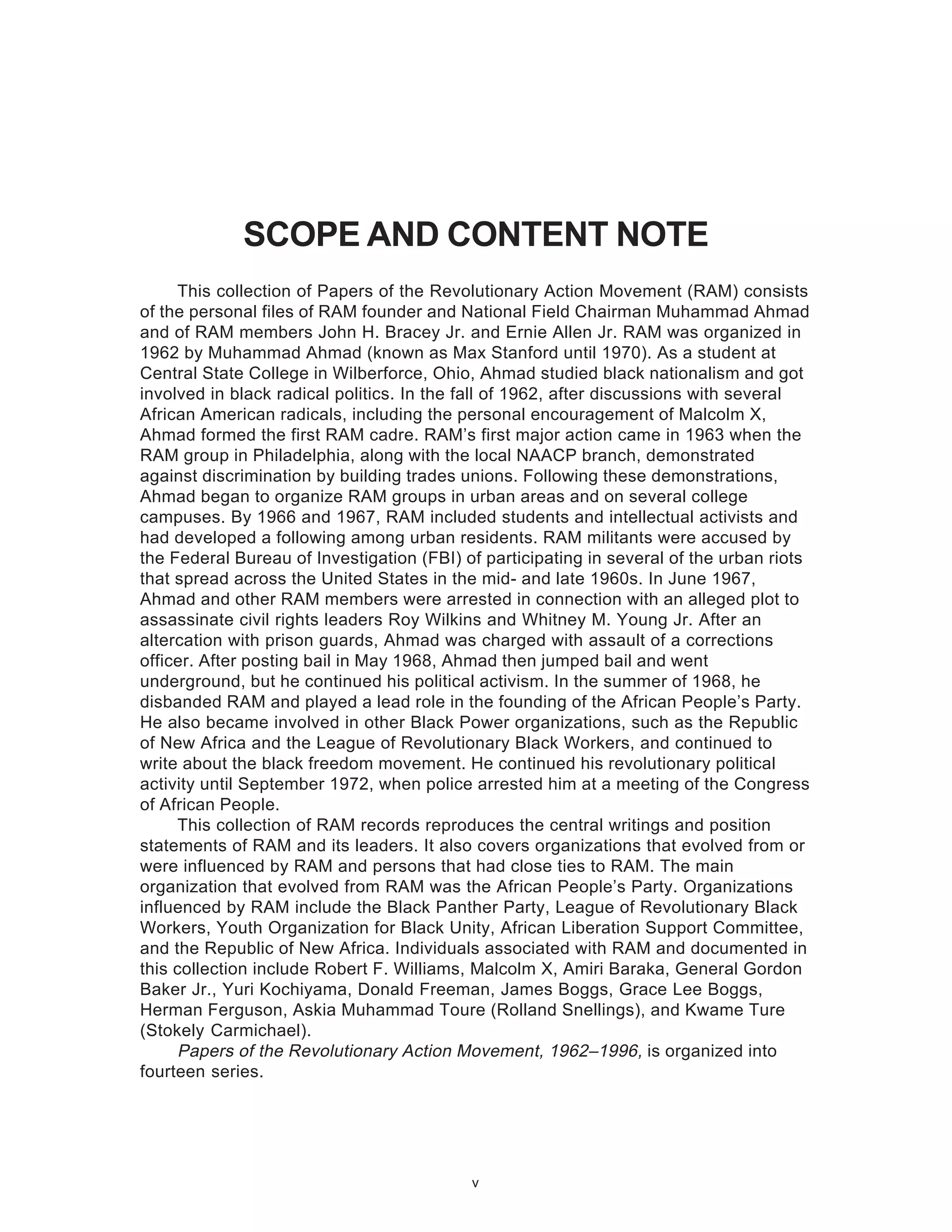 Maxwell Stanford, the RAM 1962-1969 and the Black Power Movement | PDF