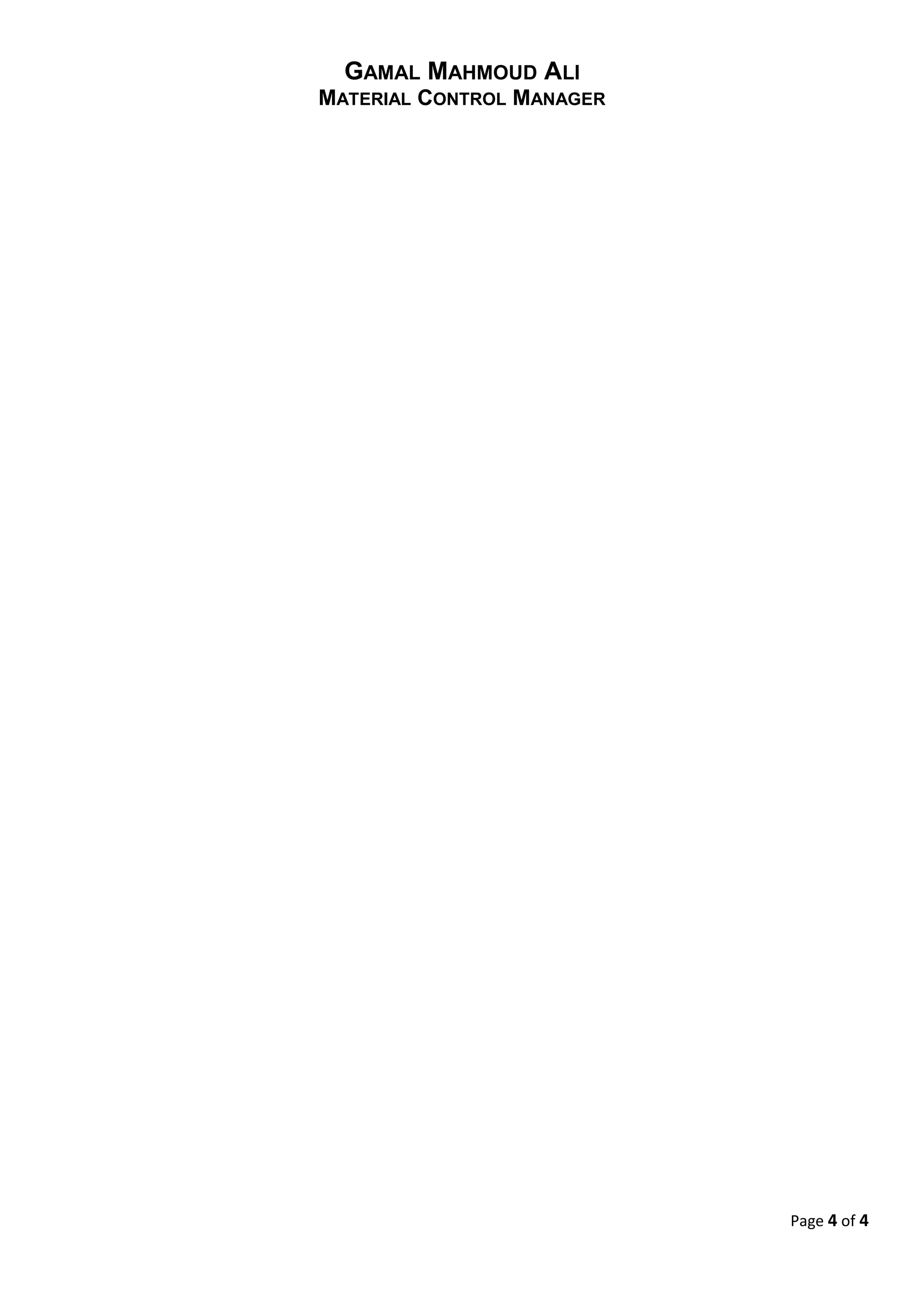 Gamal CV_Mat Cntrl Mngr | PDF