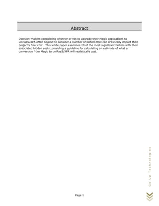 White Paper - The Real Cost of Conversion to uniPaaS (XPA) | PDF