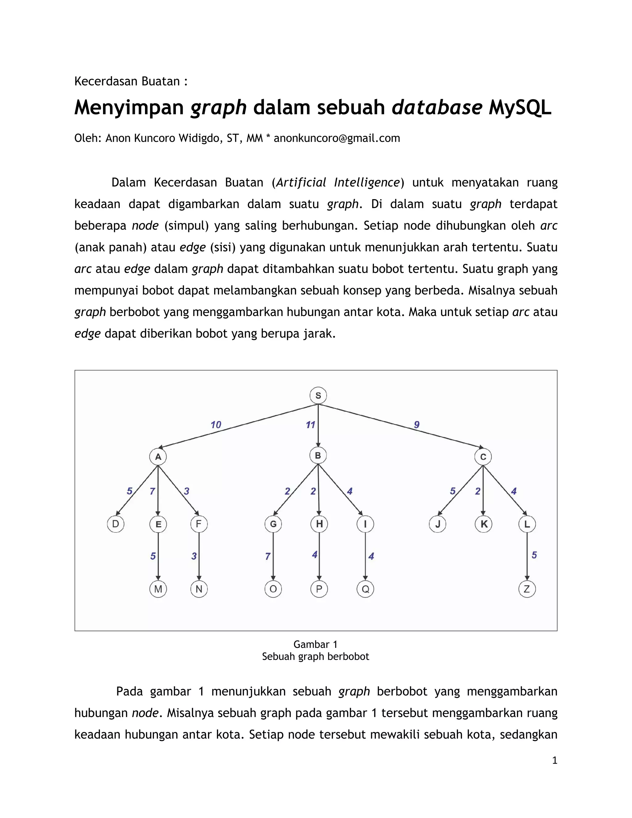 Kecerdasan Buatan: Menyimpan graph dalam sebuah database MySQL | PDF