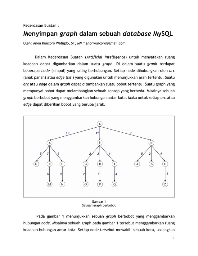 Kecerdasan Buatan: Menyimpan graph dalam sebuah database MySQL | PDF