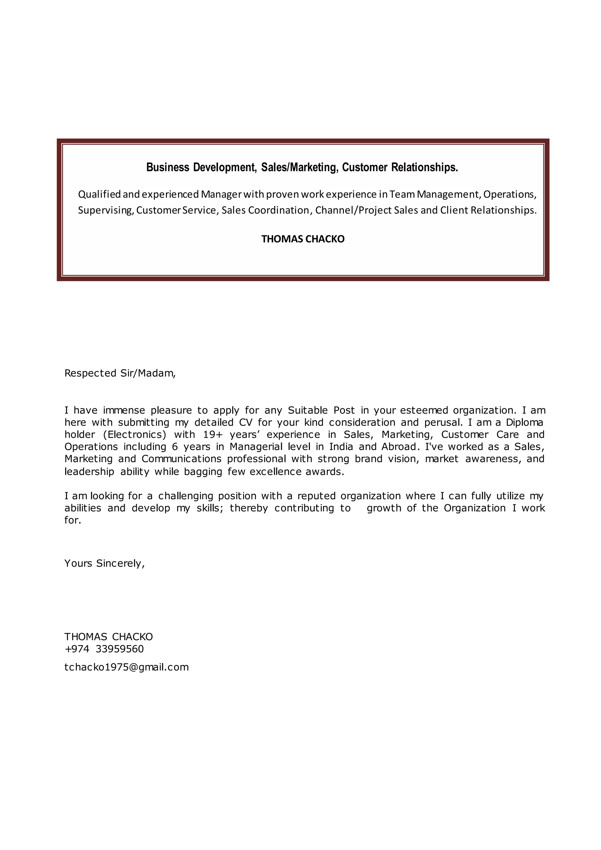 CV Covering Letter- Suitable post. - 02012017 | PDF