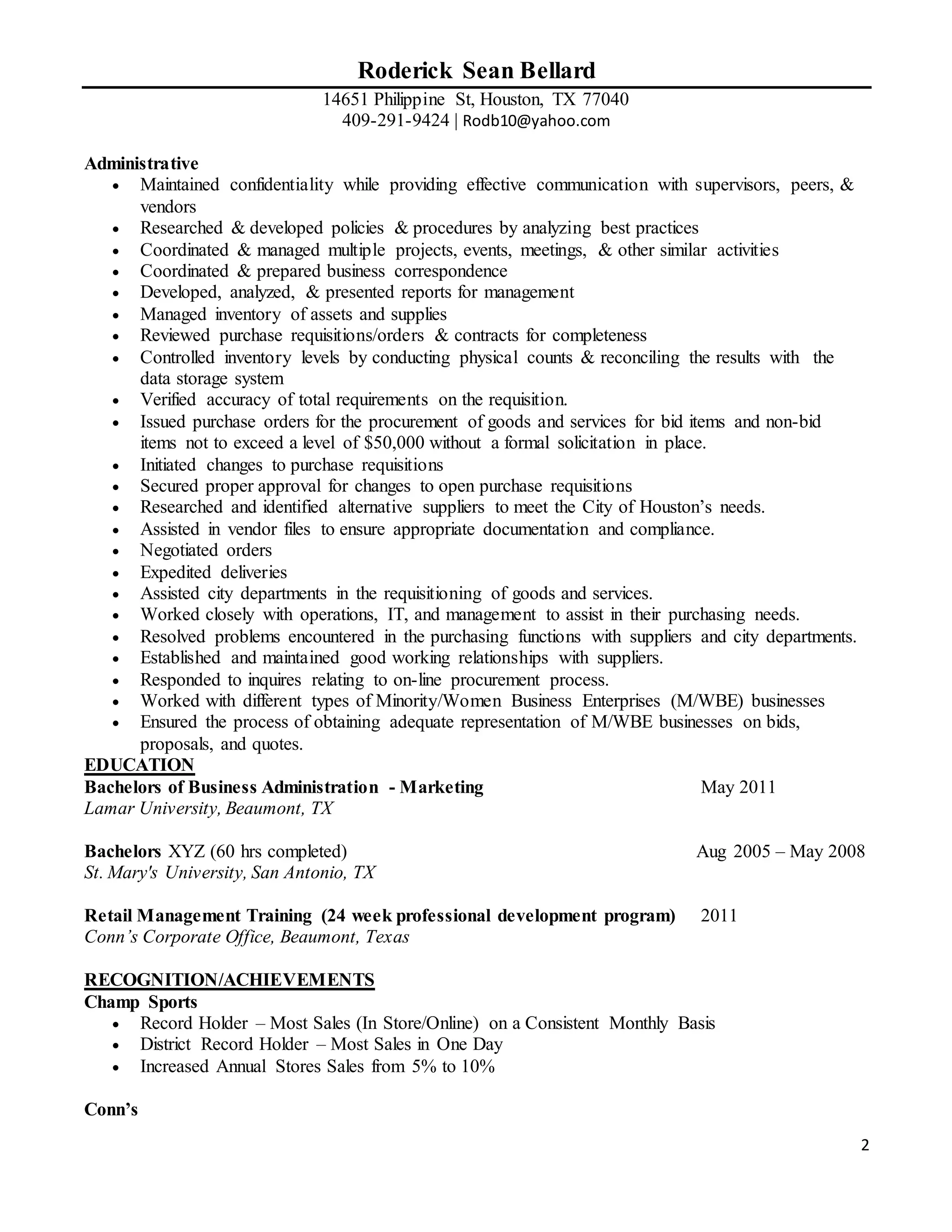 Roderick Sean Bellard - Resume | DOCX