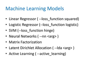 Exploring Optimization in Vowpal Wabbit | PPTX
