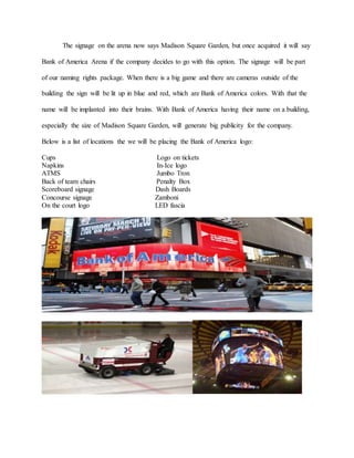 Bank of America Naming Rights Package | DOCX