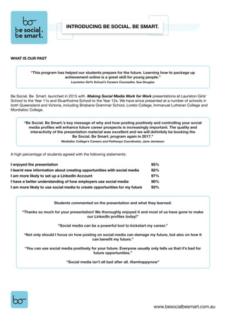 Introducing Be Social. Be Smart. to Schools | PDF
