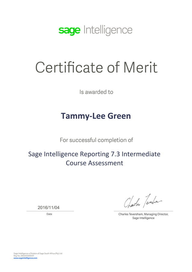 Certificate - Intermediate | PDF