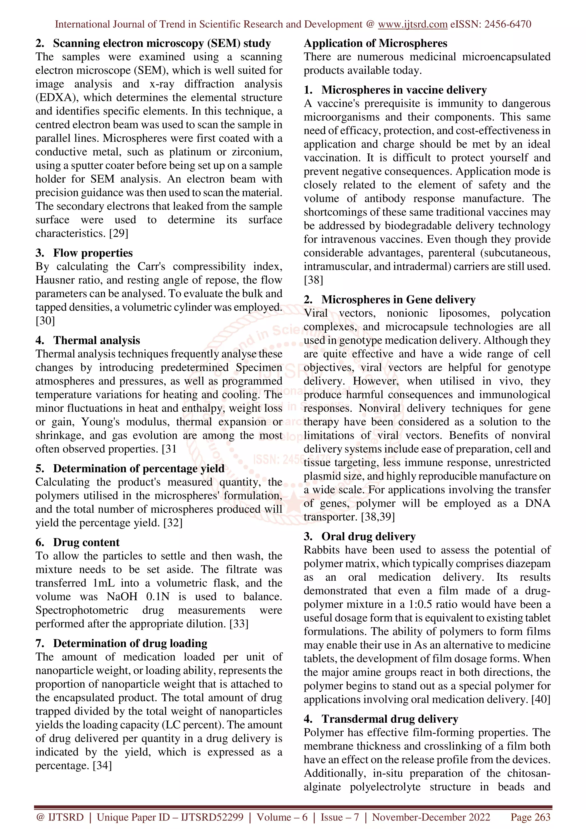 A Review on Microspheres Types, Method of Preparation, Characterization ...
