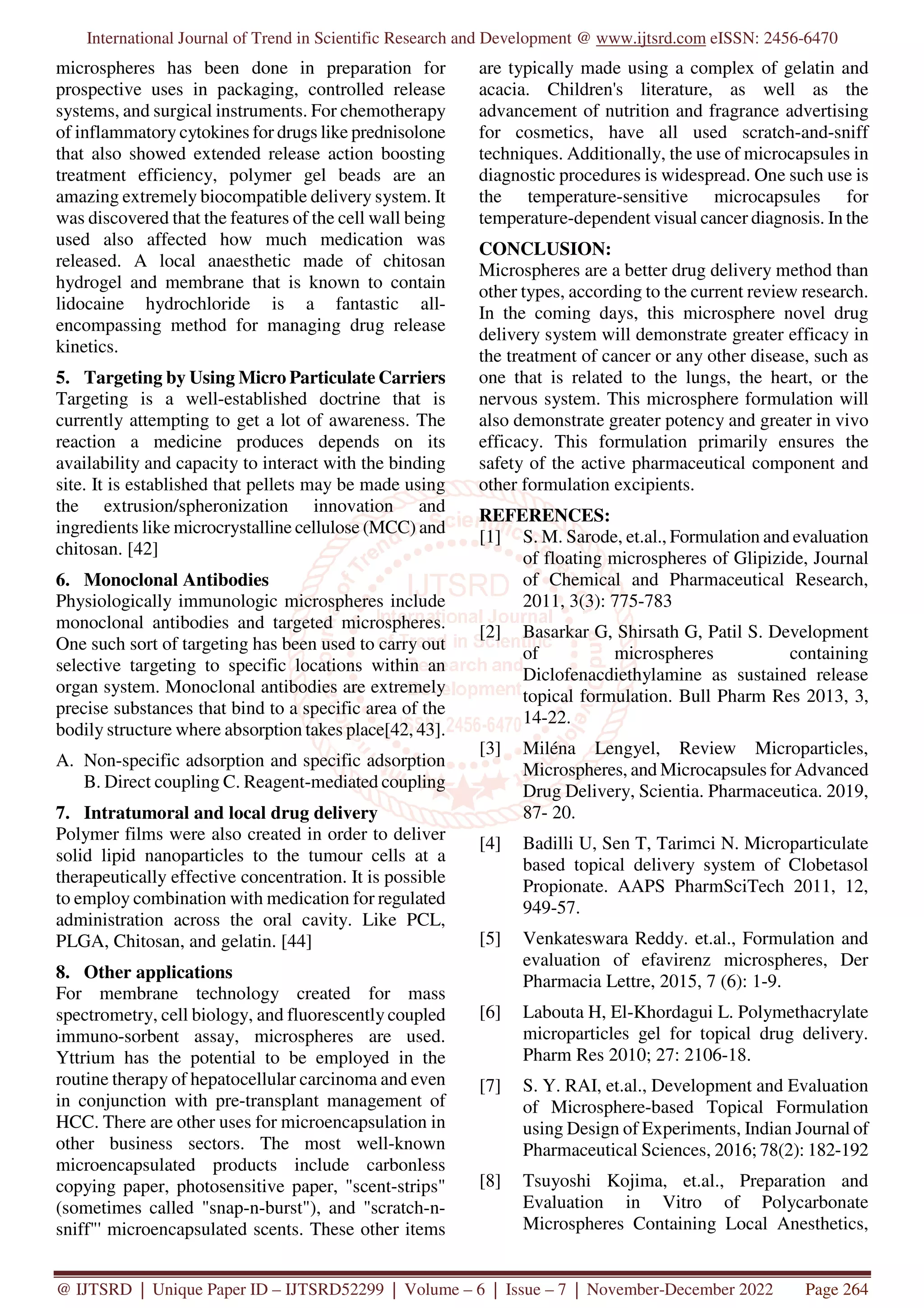 A Review On Microspheres Types Method Of Preparation Characterization And Application Pdf