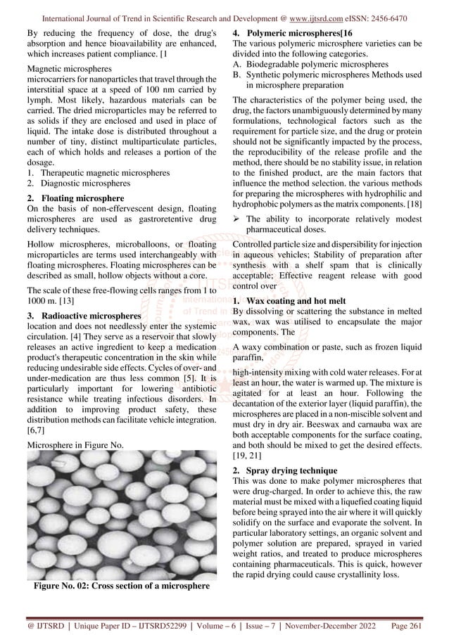 A Review On Microspheres Types Method Of Preparation Characterization And Application