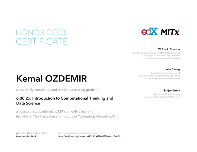 Mitx_6.00.2xx_Certificate | PDF