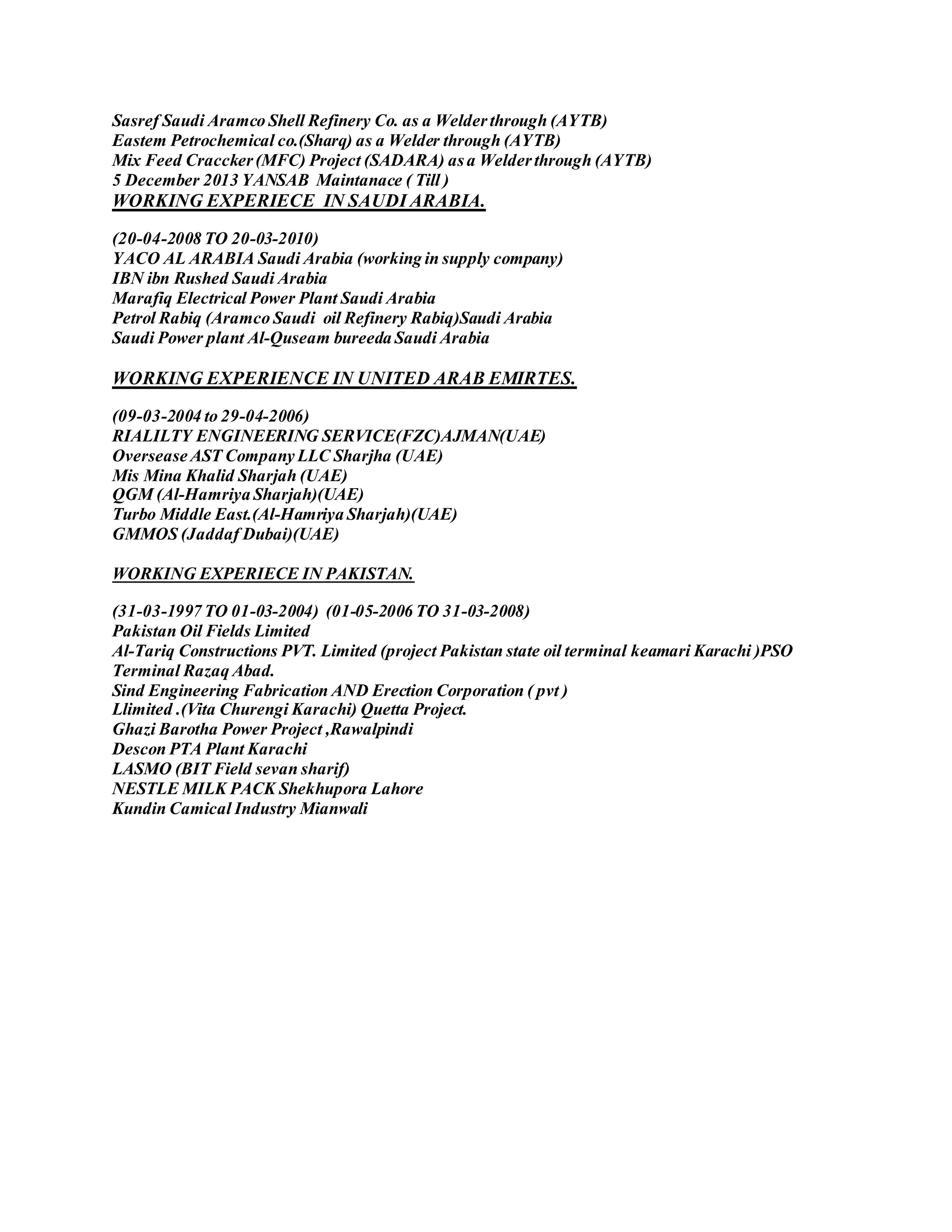 mureed welding cv | DOCX