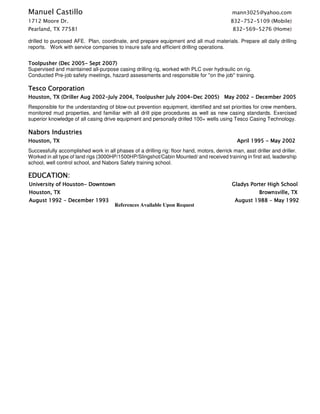 Manuel Castillo Resume 2016 | PDF