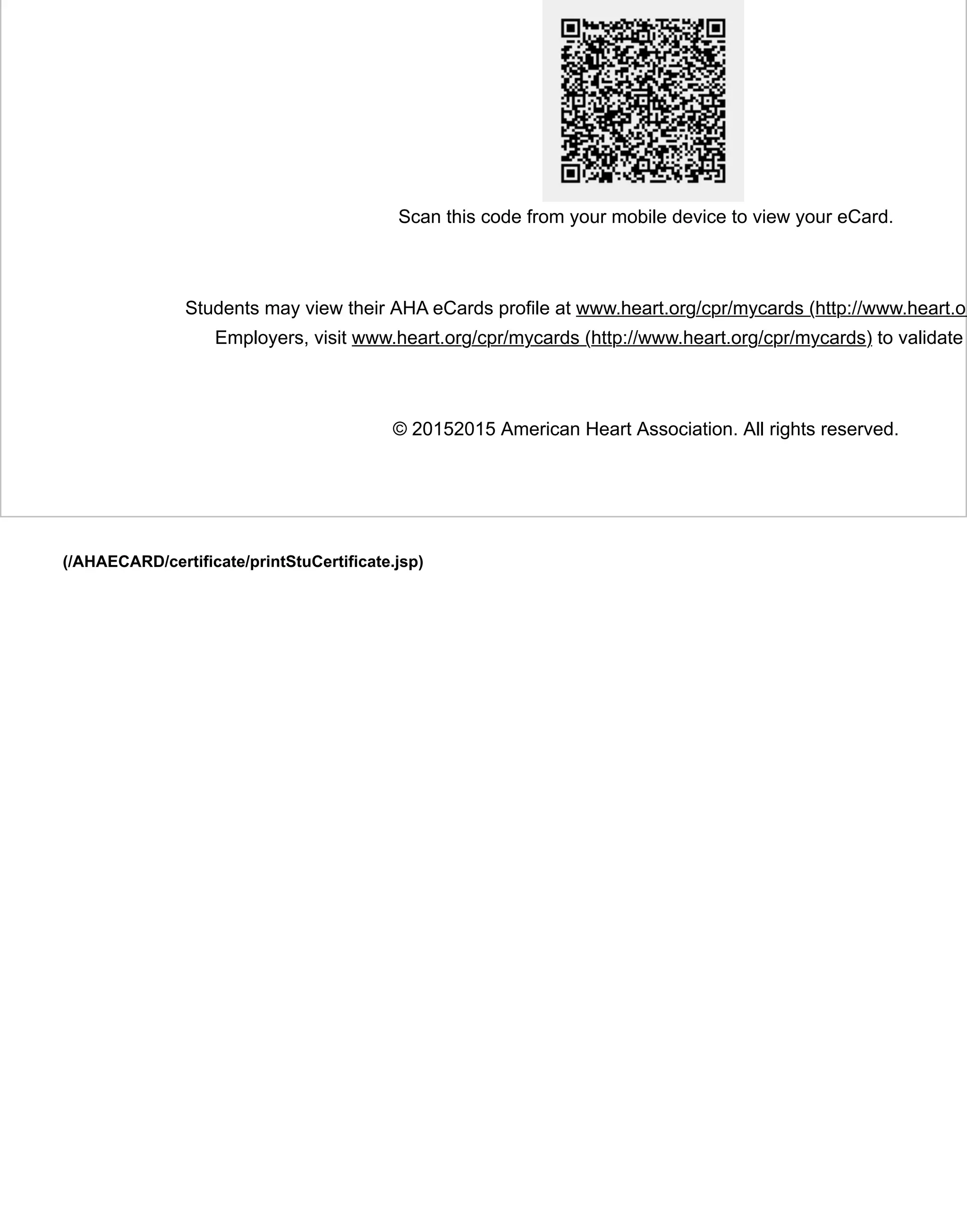 AHA ECARD Student eCard - American Heart Association | PDF